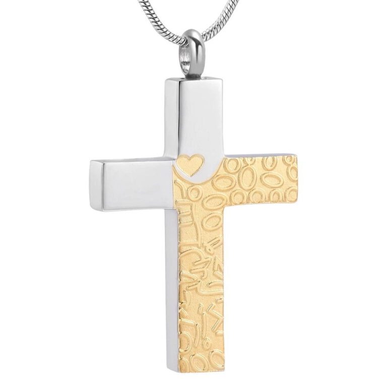 Gold Embossed Cross - My Angel Cremation Jewellery & Urns