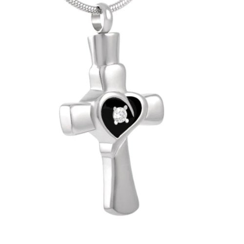 Diamond Heart Cross - My Angel Cremation Jewellery & Urns
