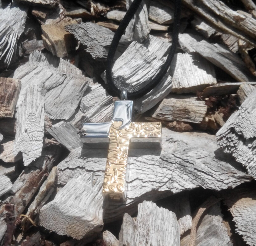 Gold Embossed Cross - My Angel Cremation Jewellery & Urns
